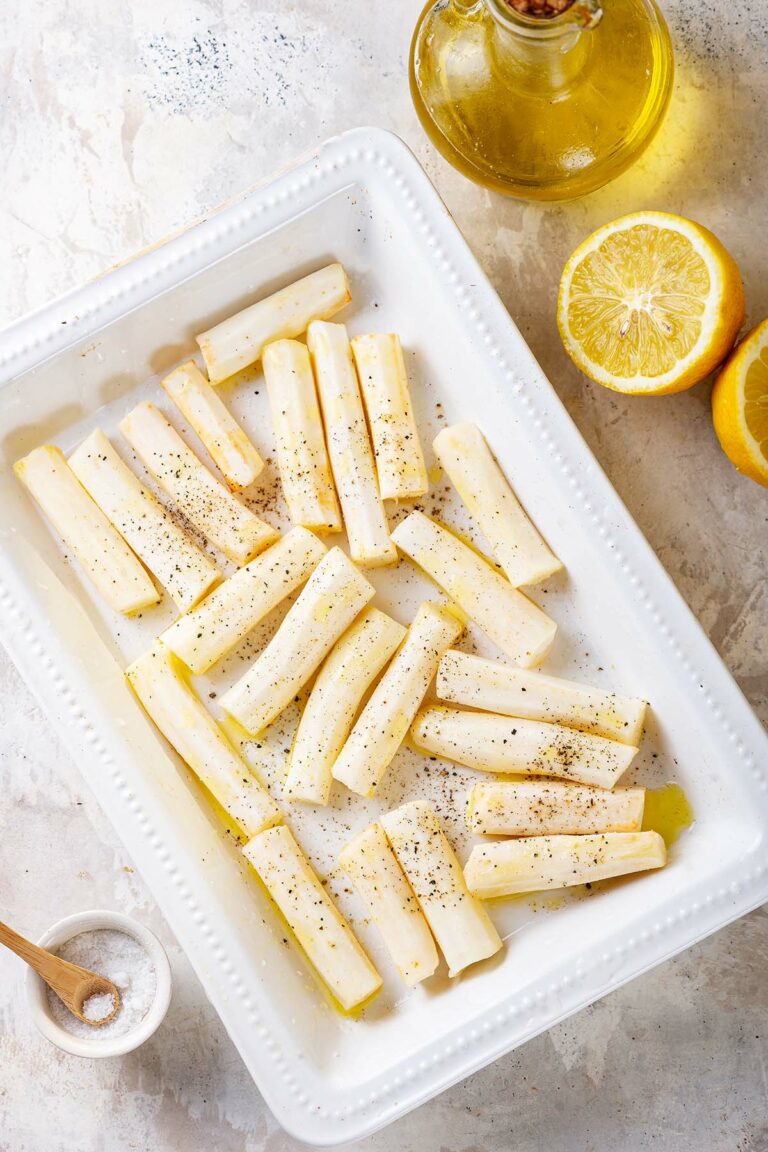 Roasted Black Salsify with Pesto Sauce