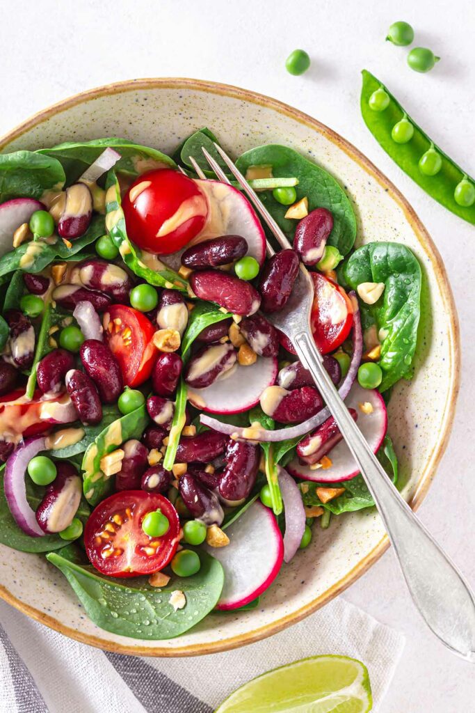 Red Kidney Bean Salad with Spicy Peanut Butter Dressing