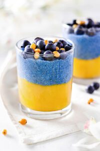 Blue Chia Pudding with Mango